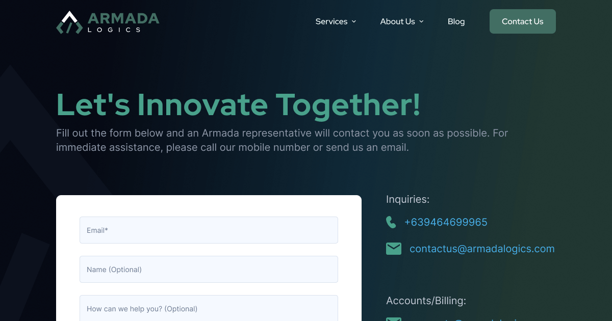 Contact Armada Logics | Software Development Solutions